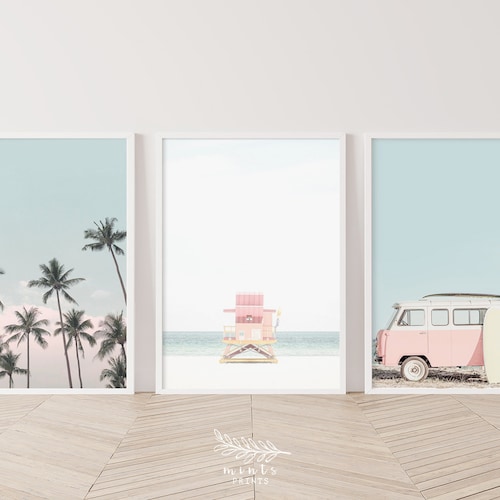 SET OF 6 Pink Beach Photos Coastal Digital Art Prints | Etsy
