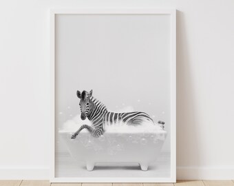 Zebra in Tub Art - Etsy