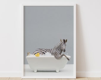 Zebra in Tub Art - Etsy