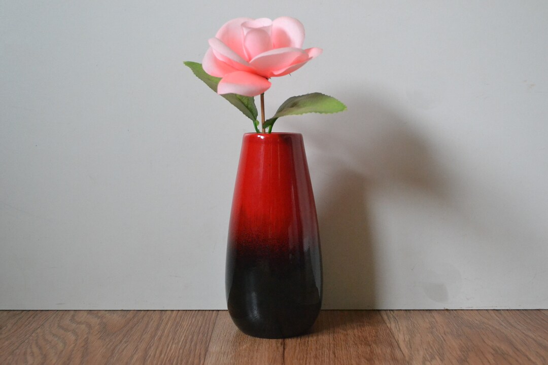 Vintage Ceramica Pozzi Gallarate Italy 16cm Red & Black Vase - Etsy
