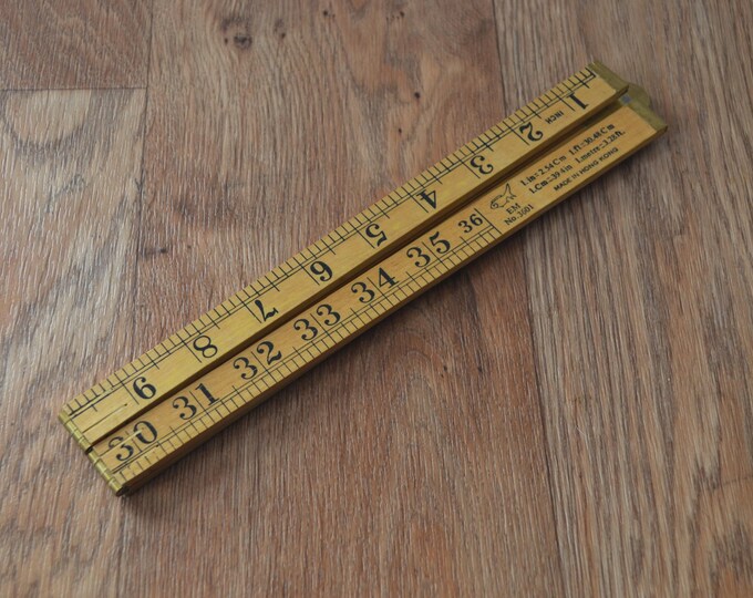 Vintage EM No. 3601 Warranted Hardwood Folding Ruler Hong Kong 100cm ...