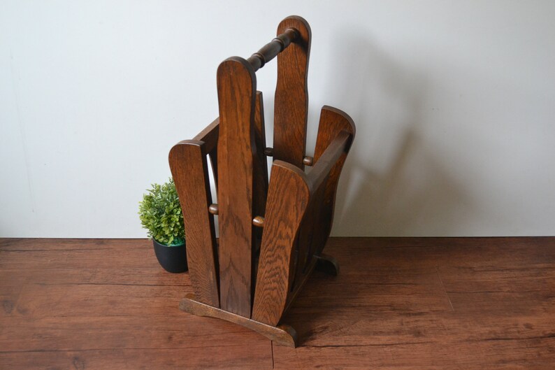 Vintage Art Deco Style Wooden Magazine Rack Newspaper Holder Made in ...