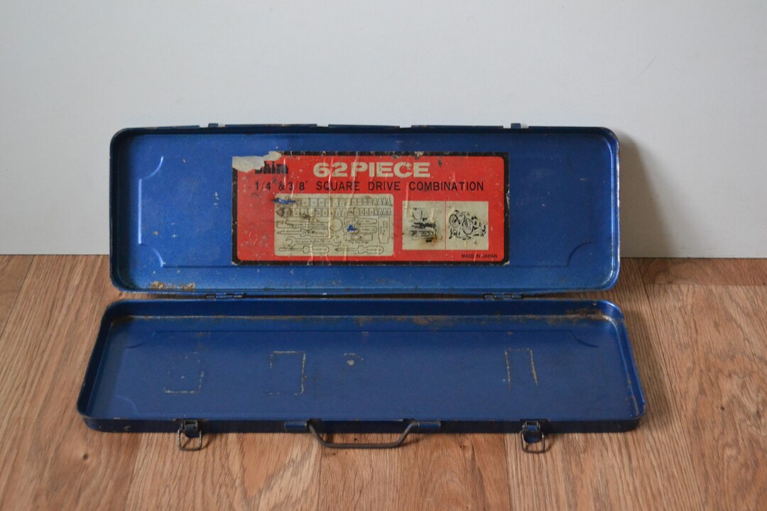 Vintage Blue Metal Tool Box: Empty Socket Set Case - Etsy