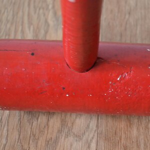 Vintage Red Painted Wooden Mallet - 6" X 2 1/2" Round Head With 15 ...