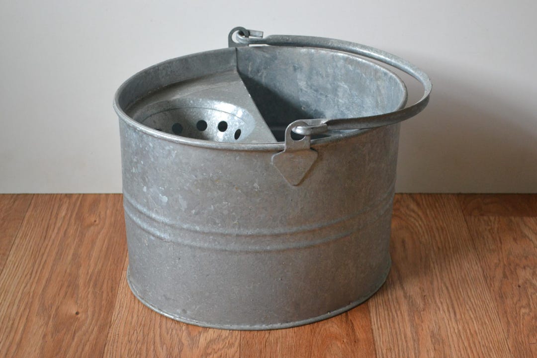 Vintage Galvanised Metal Mop Bucket - Etsy
