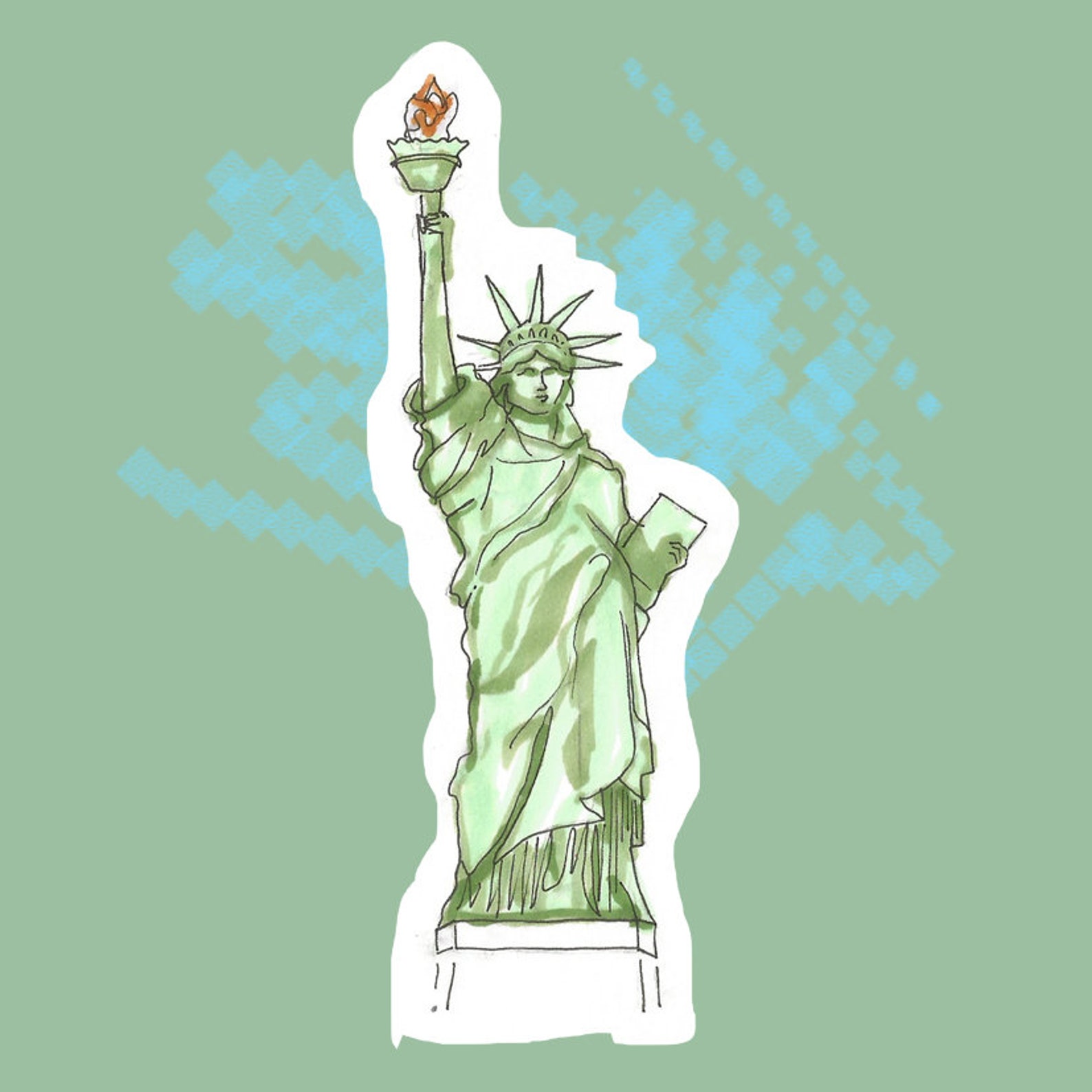 Ilustración de la Estatua de la Libertad - Etsy España