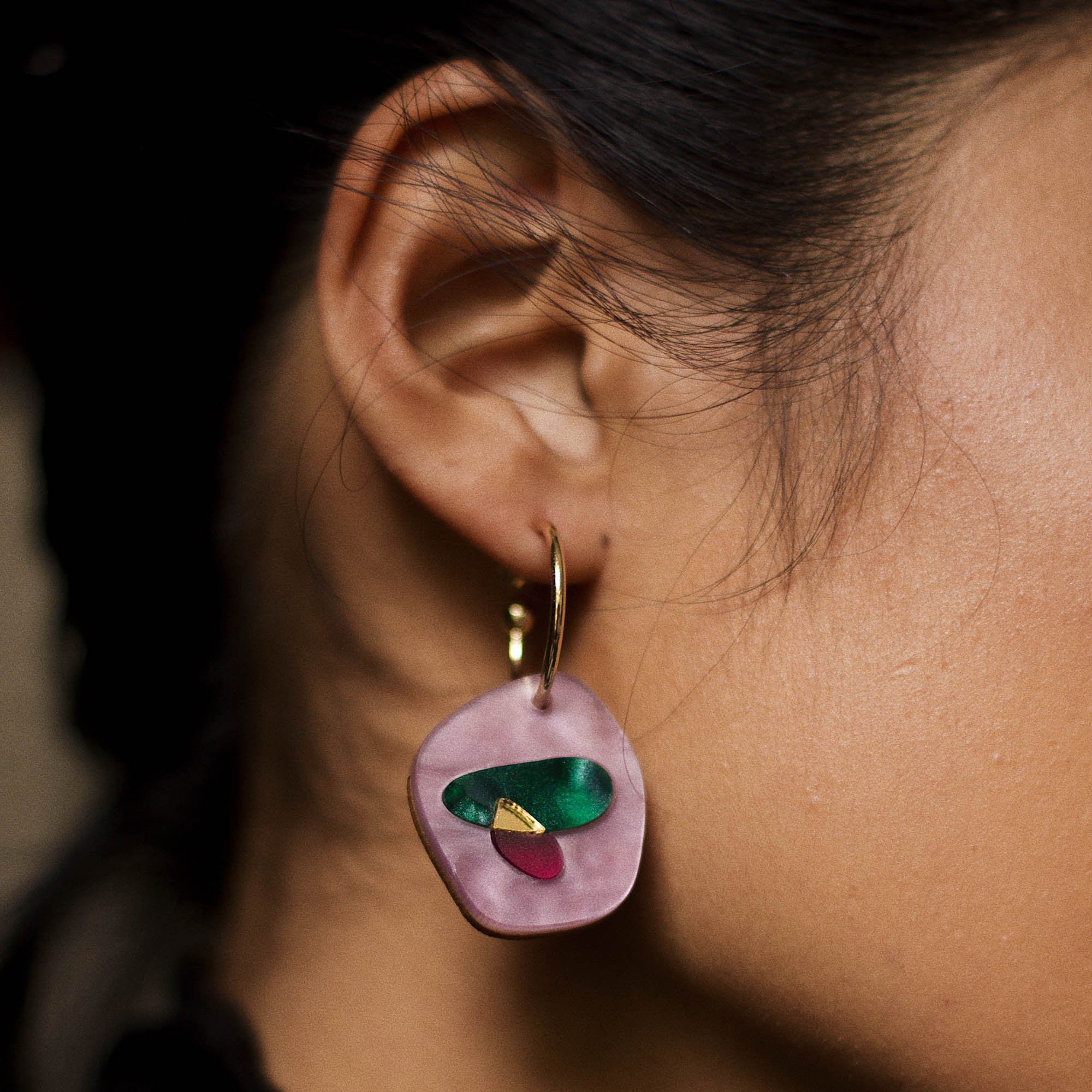 Puddle Hoop Earrings, Laser Cut Gold Statement Hoops in Lilac - Etsy