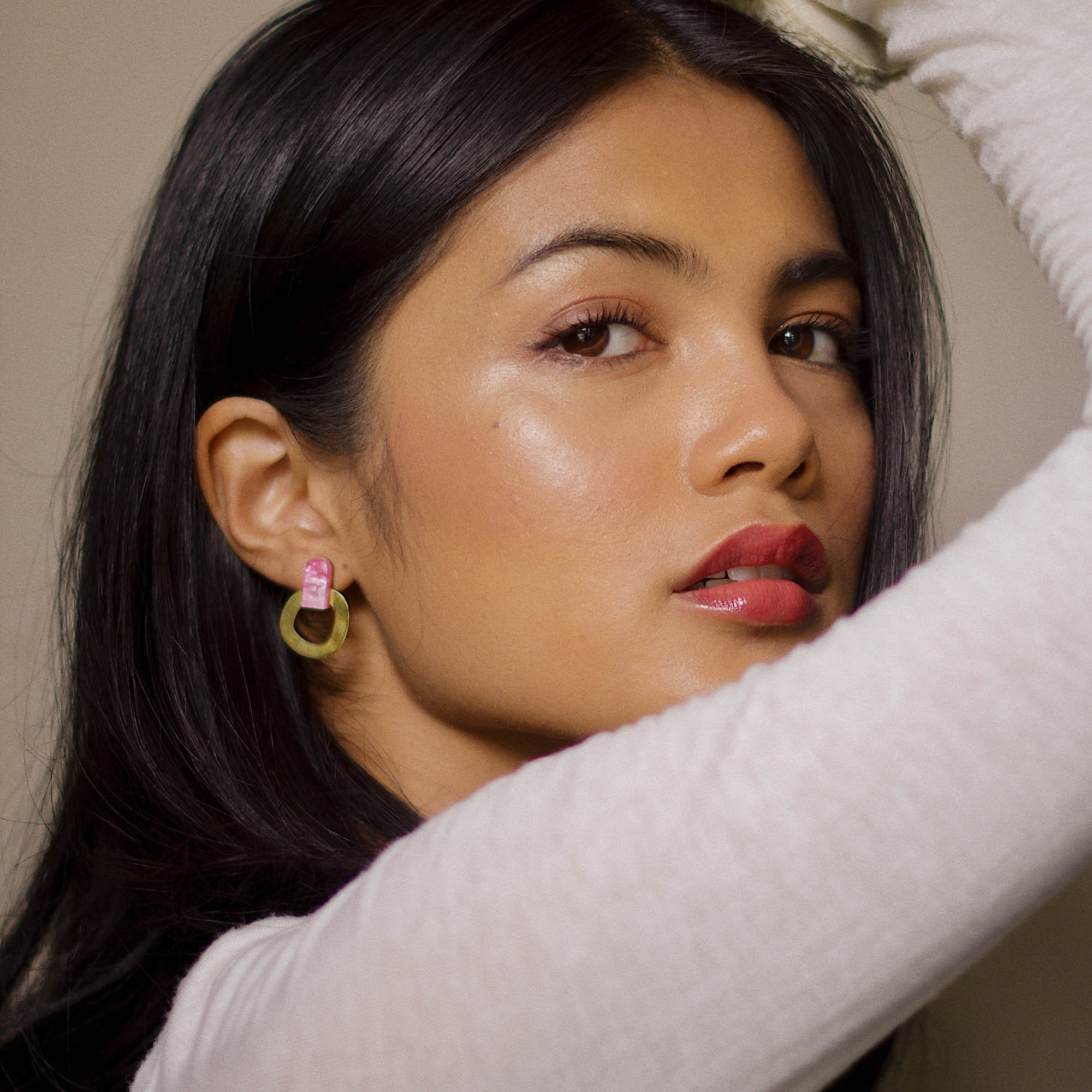 Puddle Hoop Earrings, Laser Cut Gold Statement Hoops in Lilac - Etsy