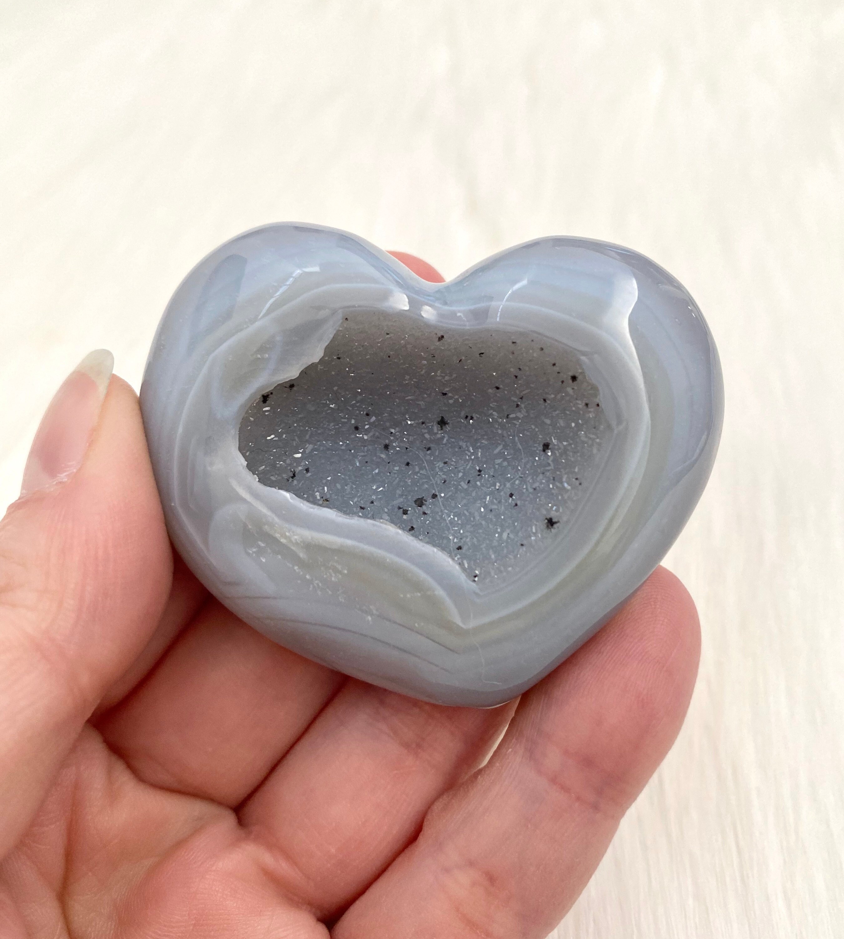 Agate Carved Hearts with Geode