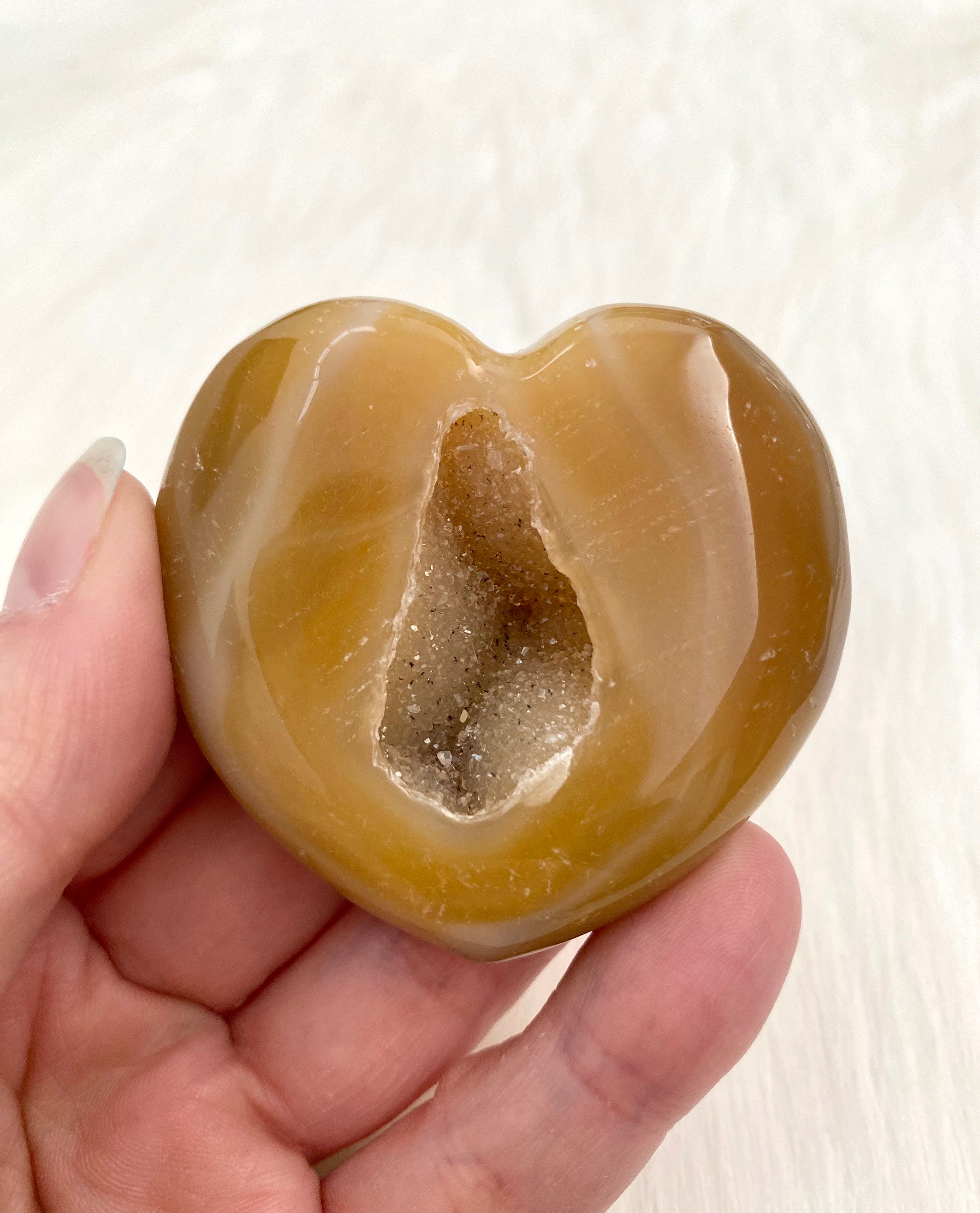 Agate Carved Hearts with Geode