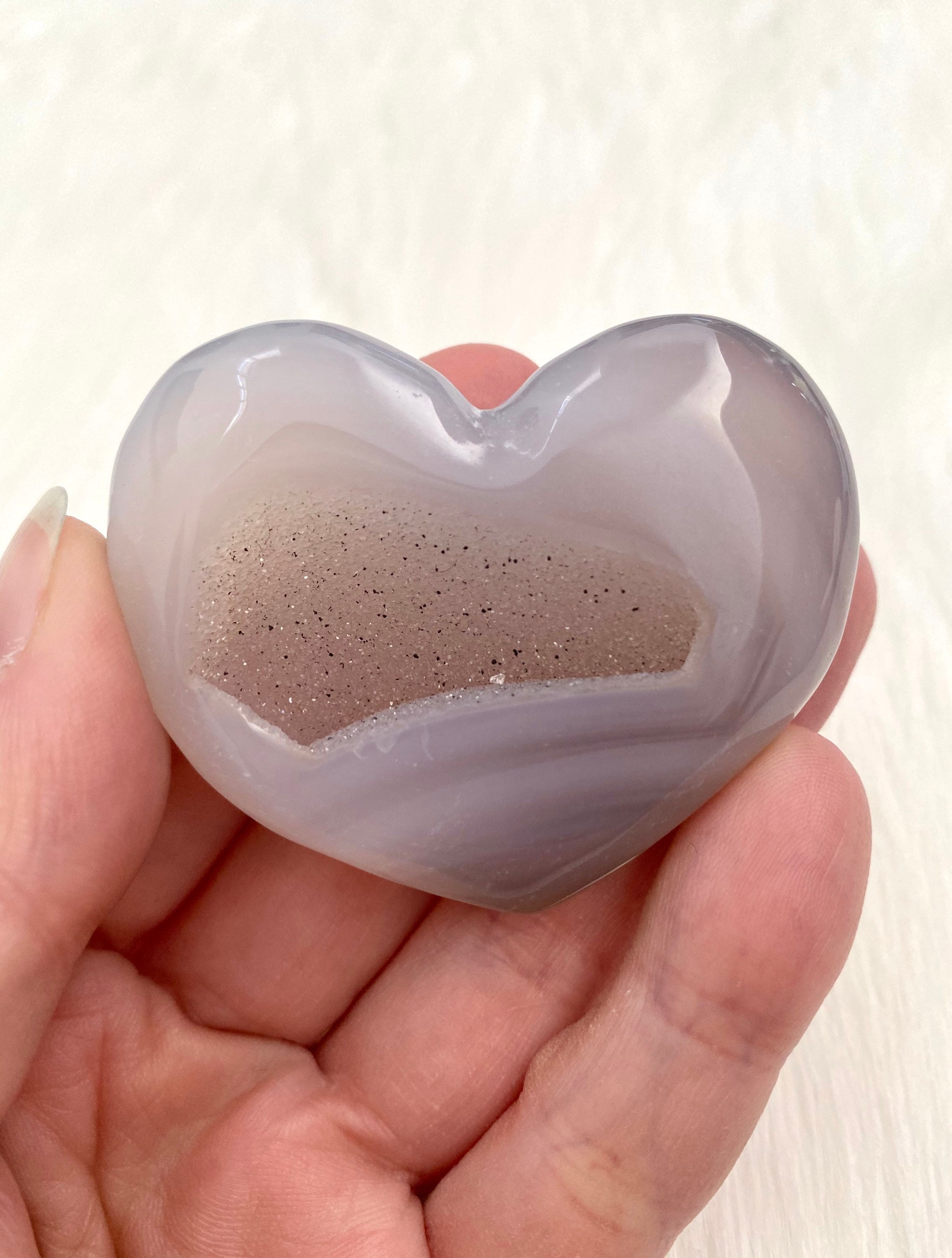 Agate Carved Hearts with Geode