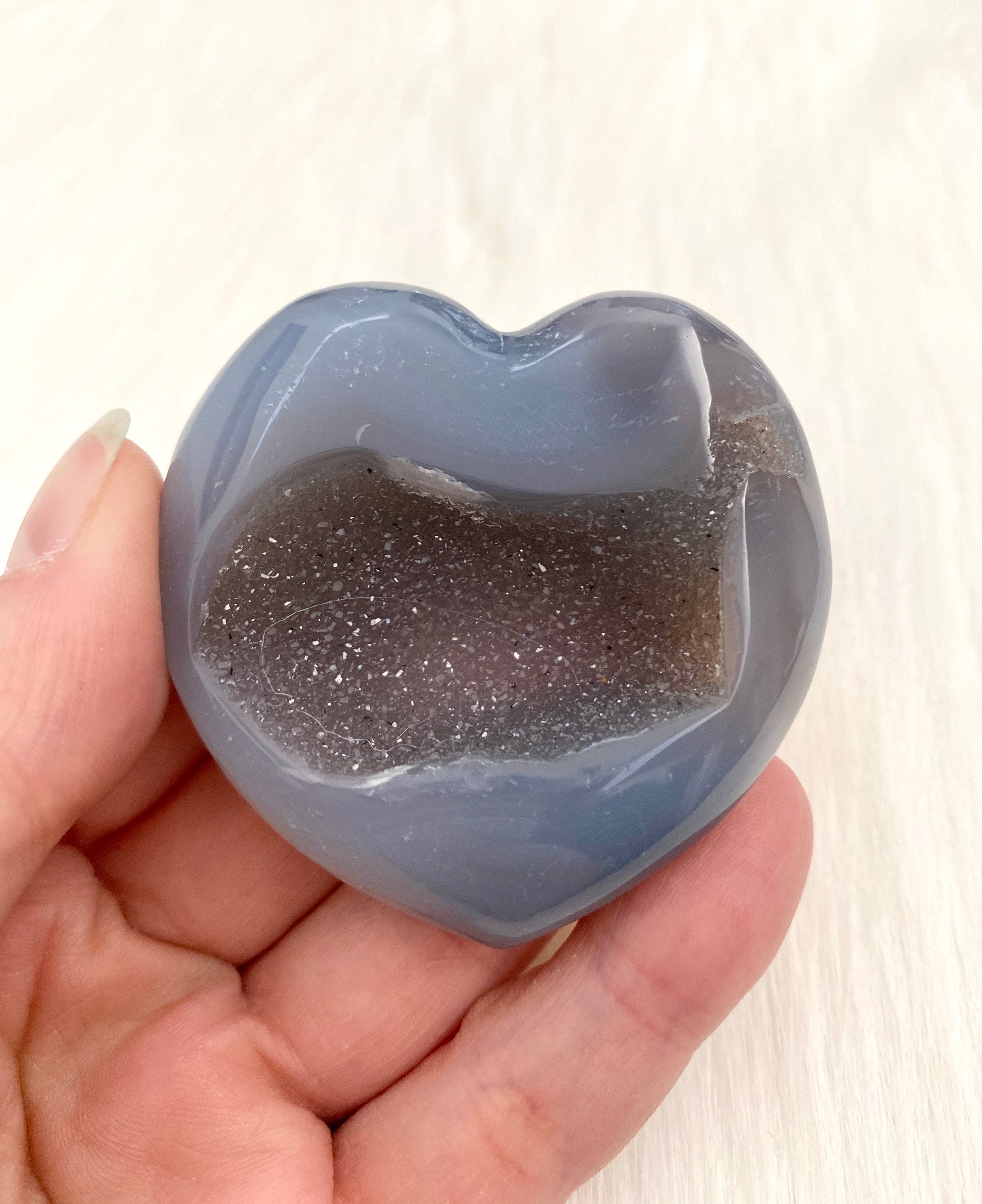 Agate Carved Hearts with Geode