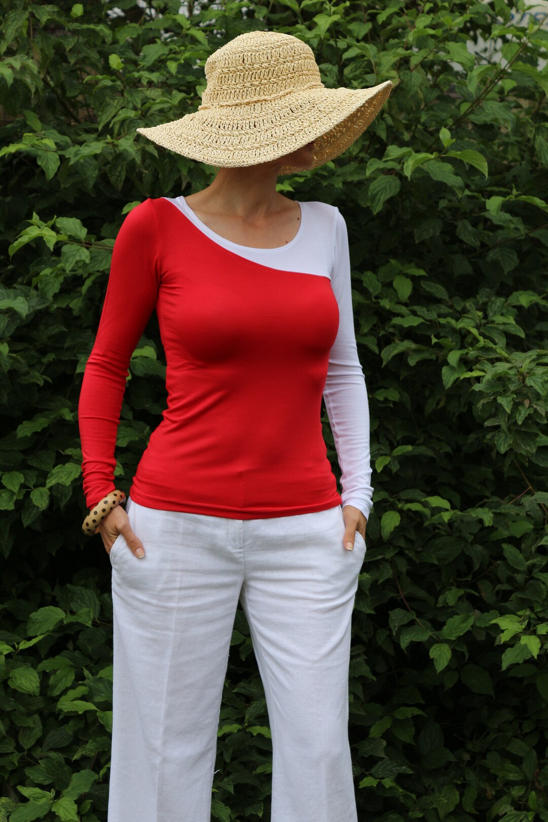 Red Top/ Womens Red Top / Long Sleeve Top / Red Shirt / Red Blouse ...
