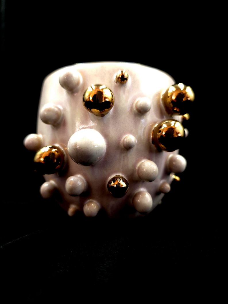 Sculptural Ceramic Mug, Textured Coffee Cup With Real Gold Accents ...