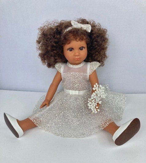 Biracial Doll – 15 Inch Iris, Brown Curly Hair, Handmade Glitter ...