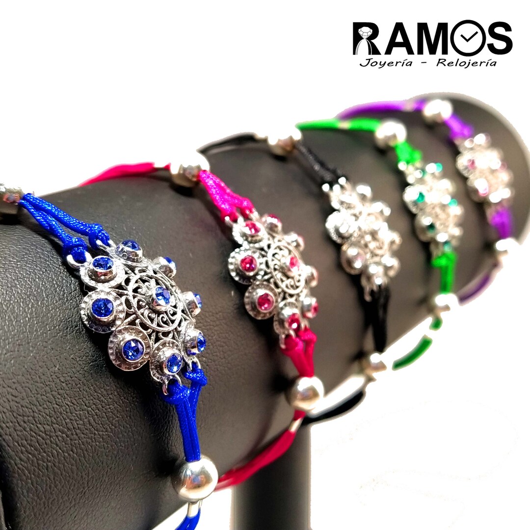 Charro Button Bracelet in Silver Swarovski Crystals and Matching Thread ...