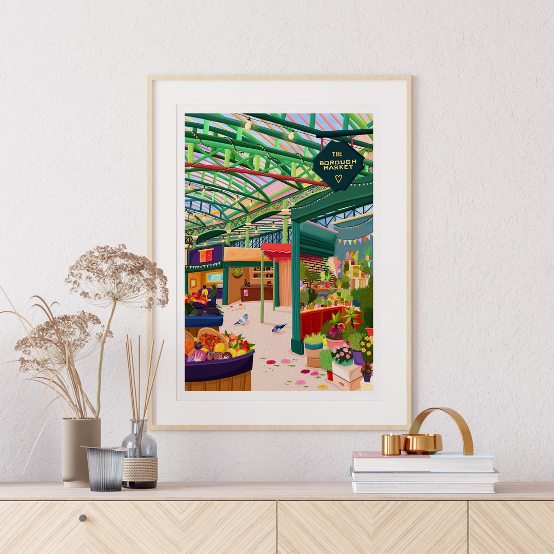 London Borough Market Print, Southwalk Art, London Food Market, UK ...