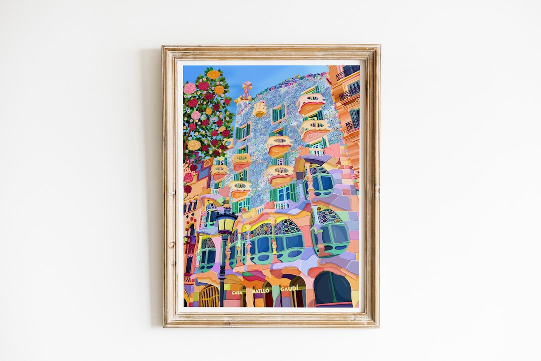 Casa Batlló Gaudi Barcelona Print, Gaudi Art, Barcelona City Poster ...