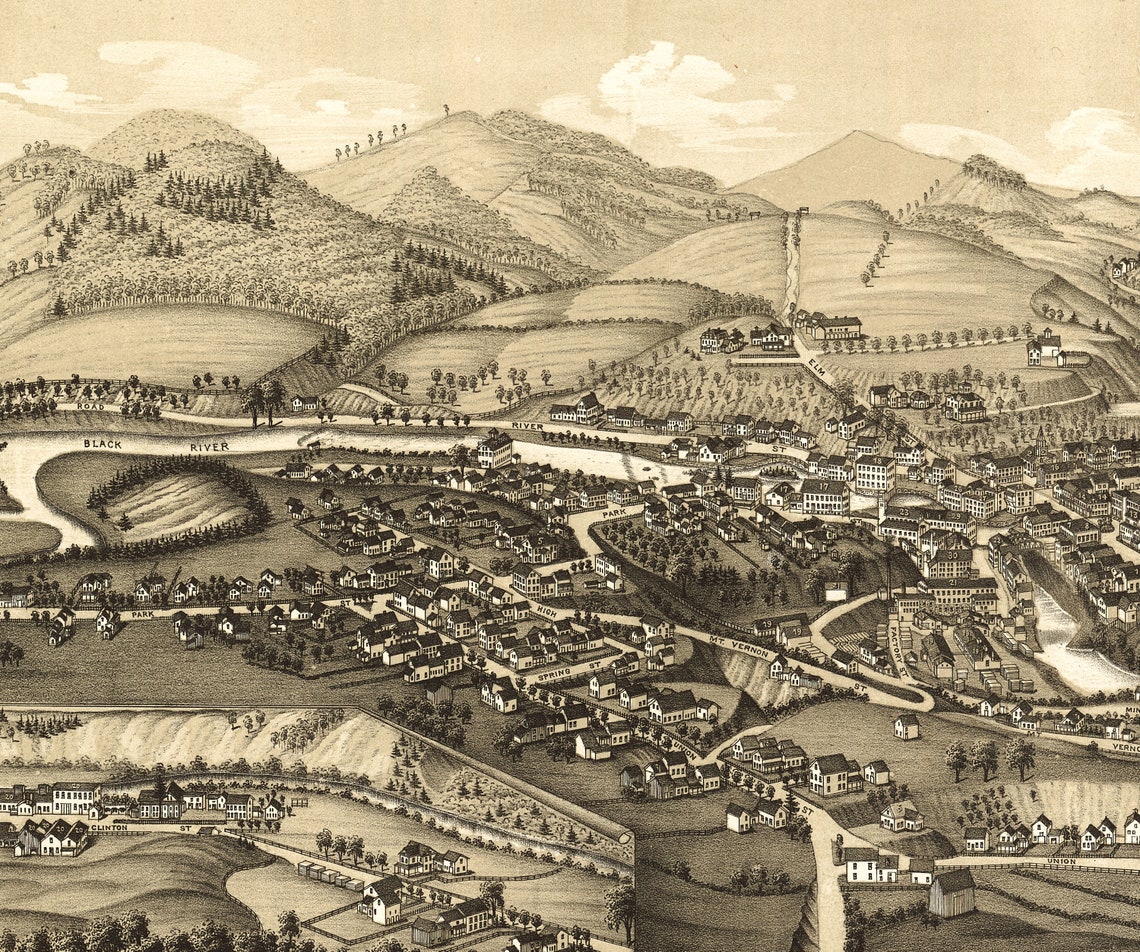 Springfield Map Vermont Vintage Springfield Map Wall Decor - Etsy Norway