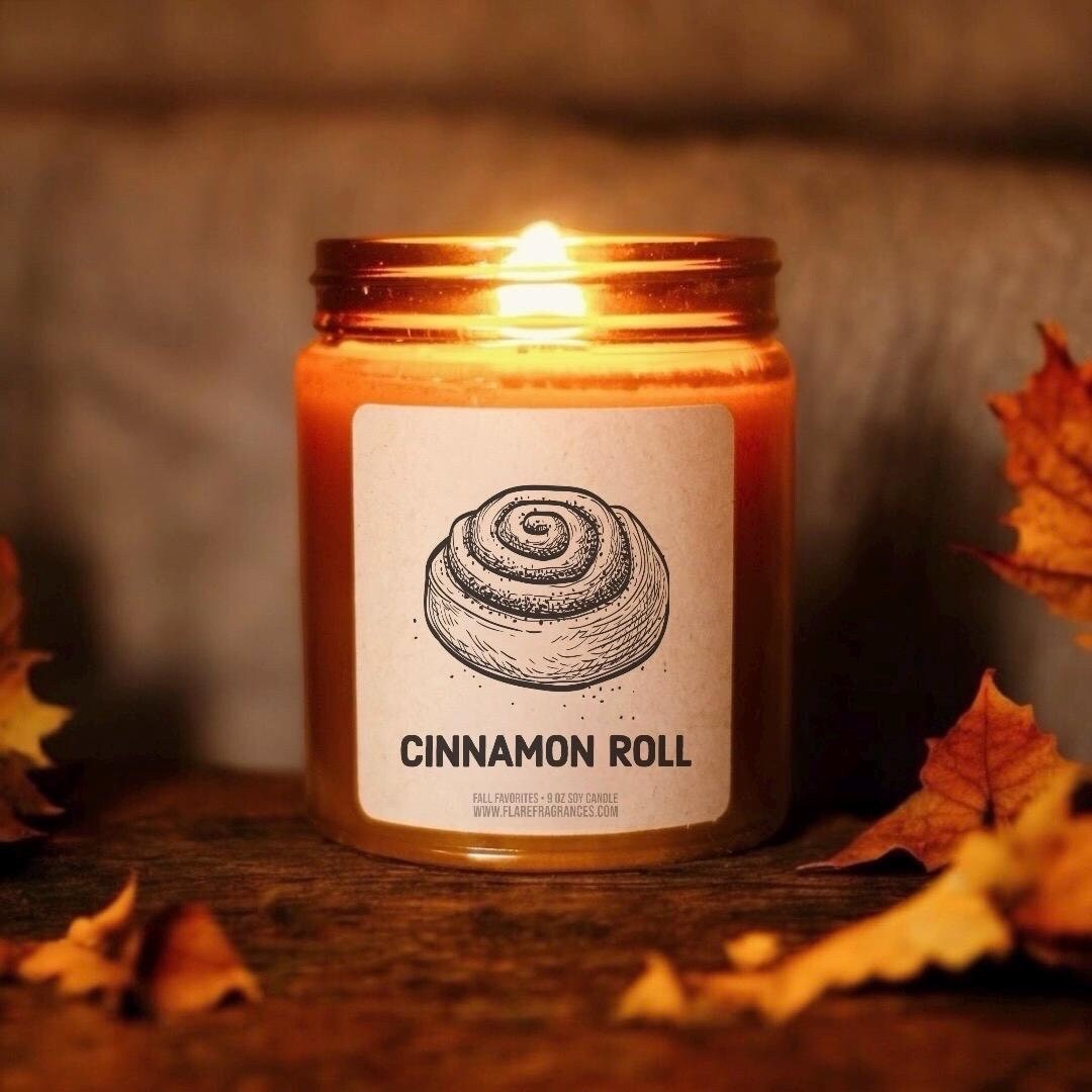 Cinnamon Roll Scented Fall Candle, Soy Wax Candle, Gift for Her ...