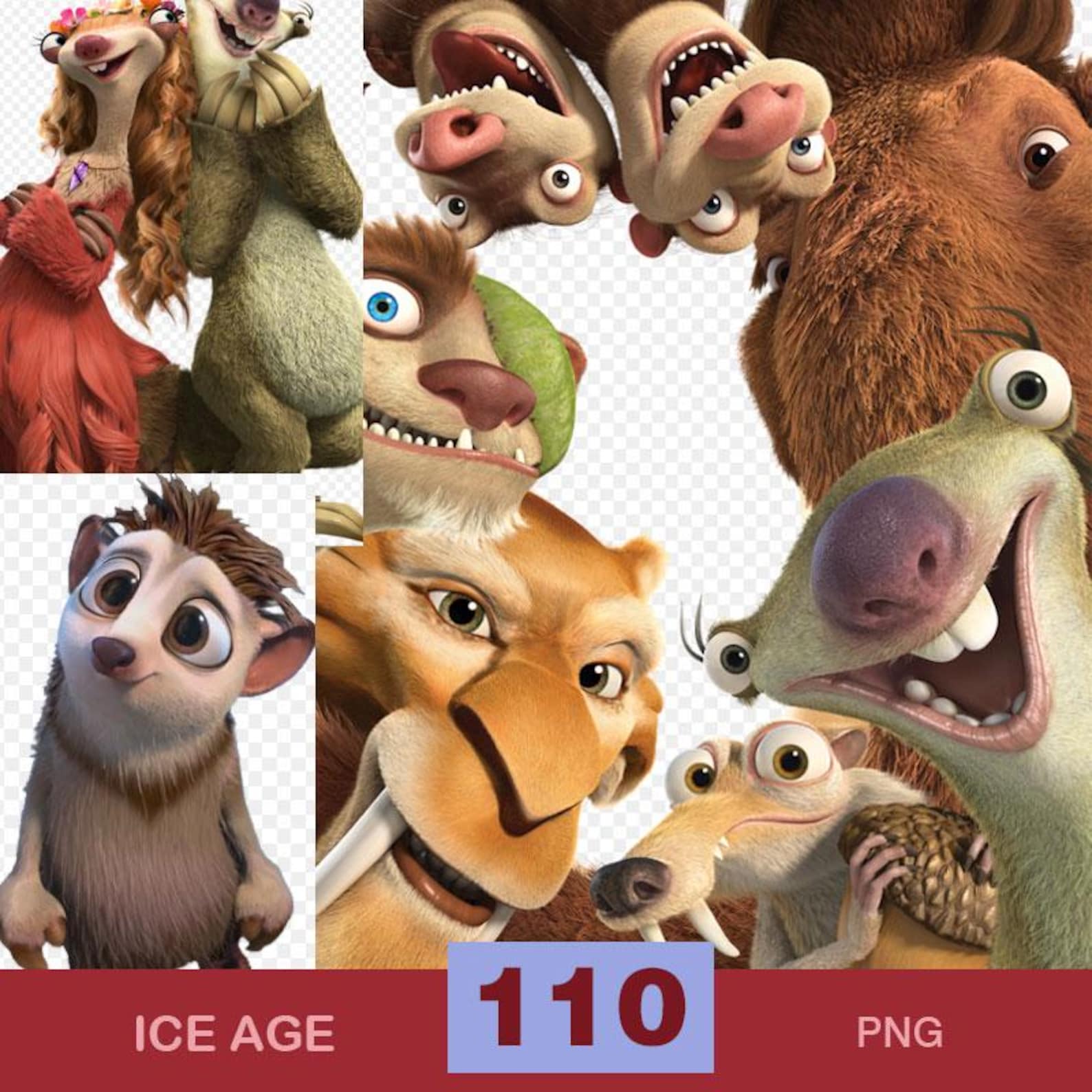 Watercolor Ice Age Animals Clipart, Set of 110, Snow Animal Nursery ...