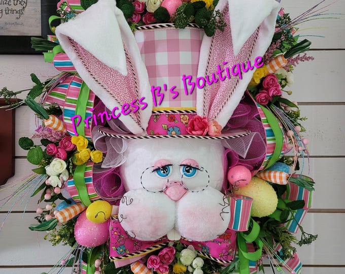 Bunny Wreath, Bunny Home Decor, Easter Bunny Wreath, Easter Bunny Swag ...