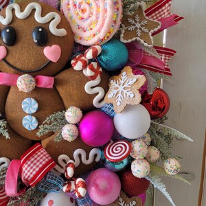 Gingerbread Man Christmas Wreath: Whimsical Candyland Front Door Decor ...