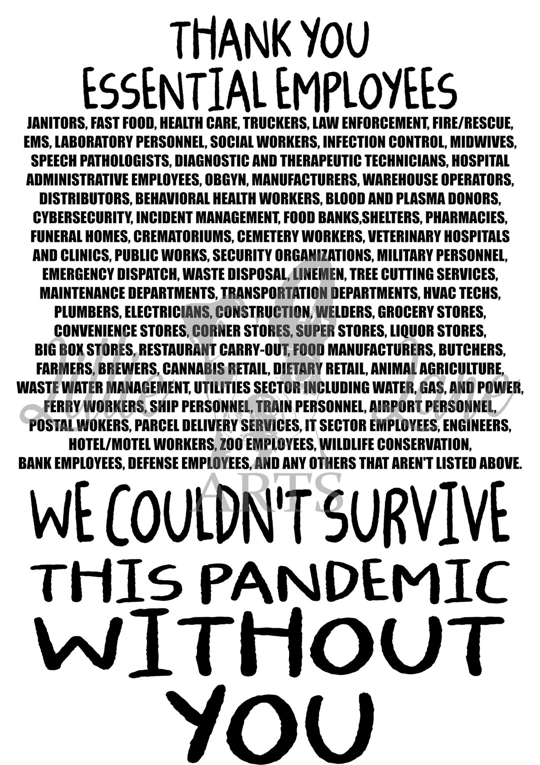 Thank You Essential Employees / PNG Jpg EPS SVG File Clipart Vector for ...