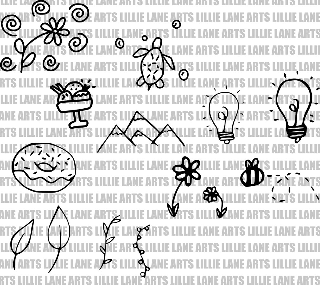 Doodle-b Pack 1 / Cute Doodles / PNG EPS SVG File Clipart Vector for ...