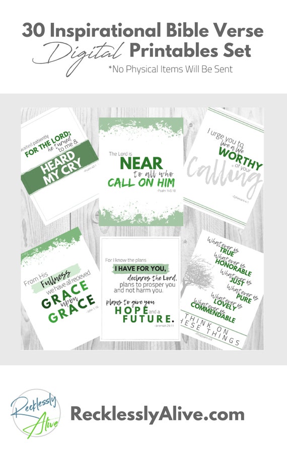 30 Bible Verse Printables BUNDLE forest Green instant | Etsy