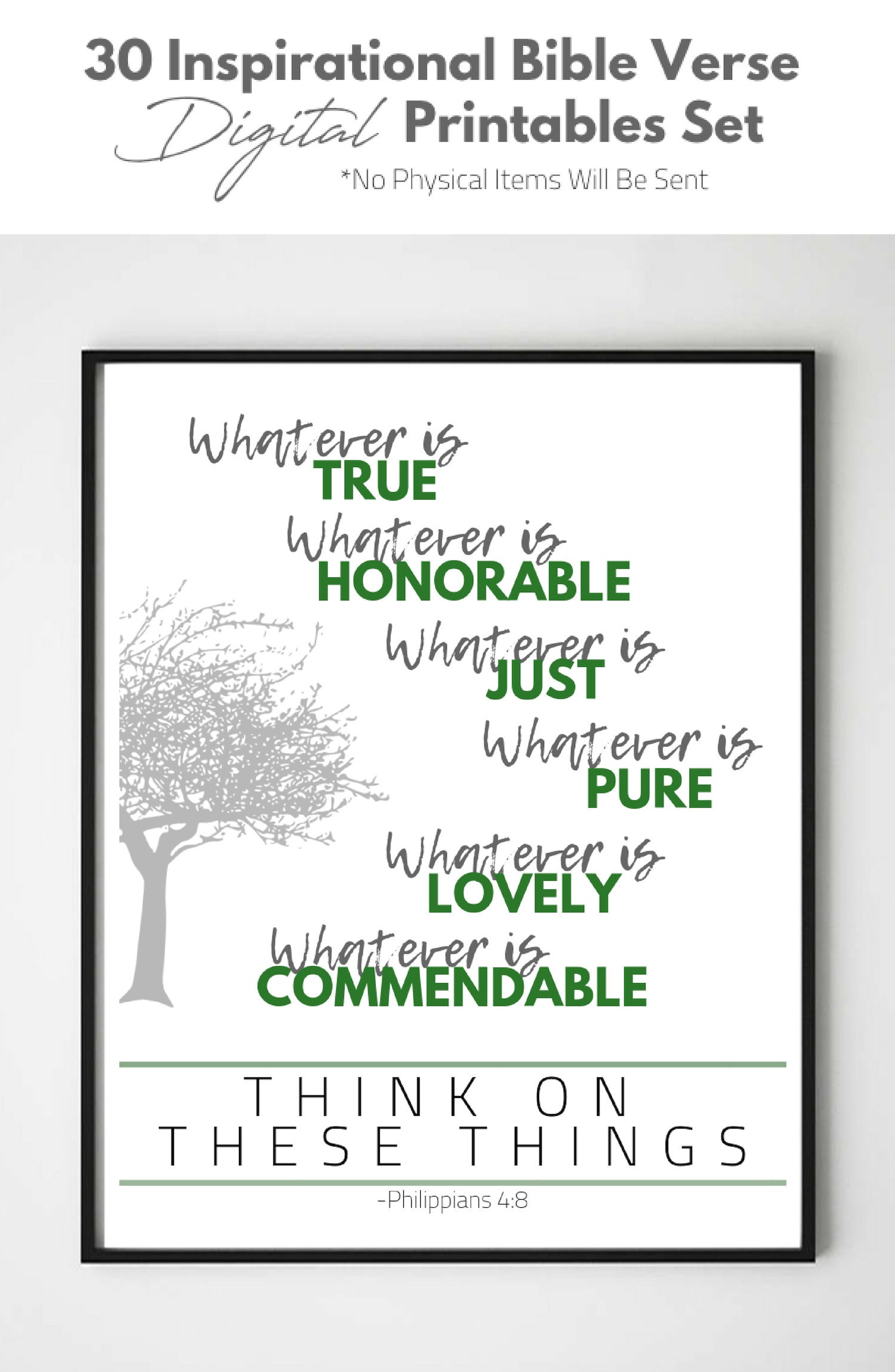 30 Bible Verse Printables BUNDLE forest Green instant - Etsy