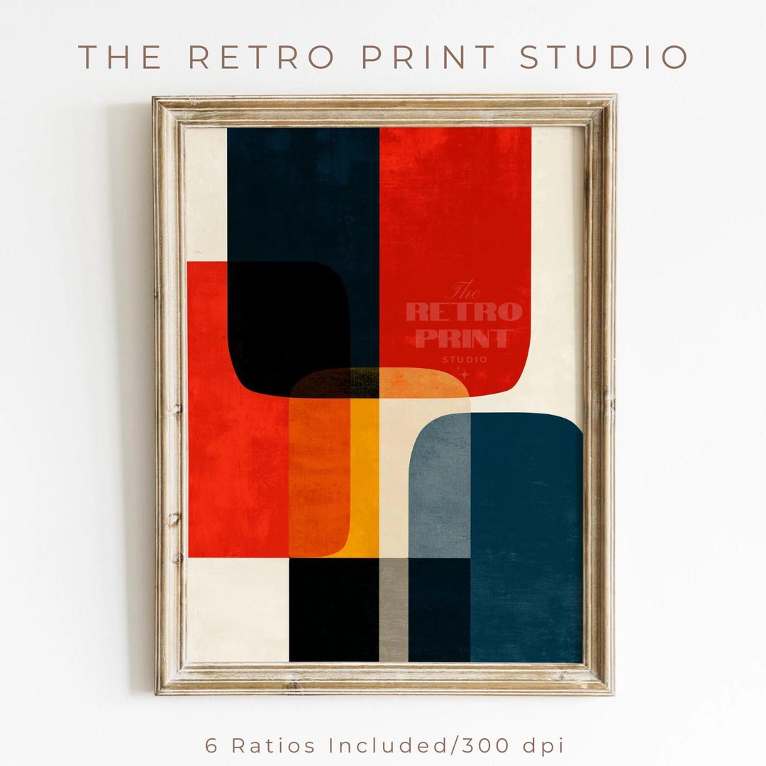 Printable Mid-century Modern Abstract Art Retro Bold Geometric Print ...