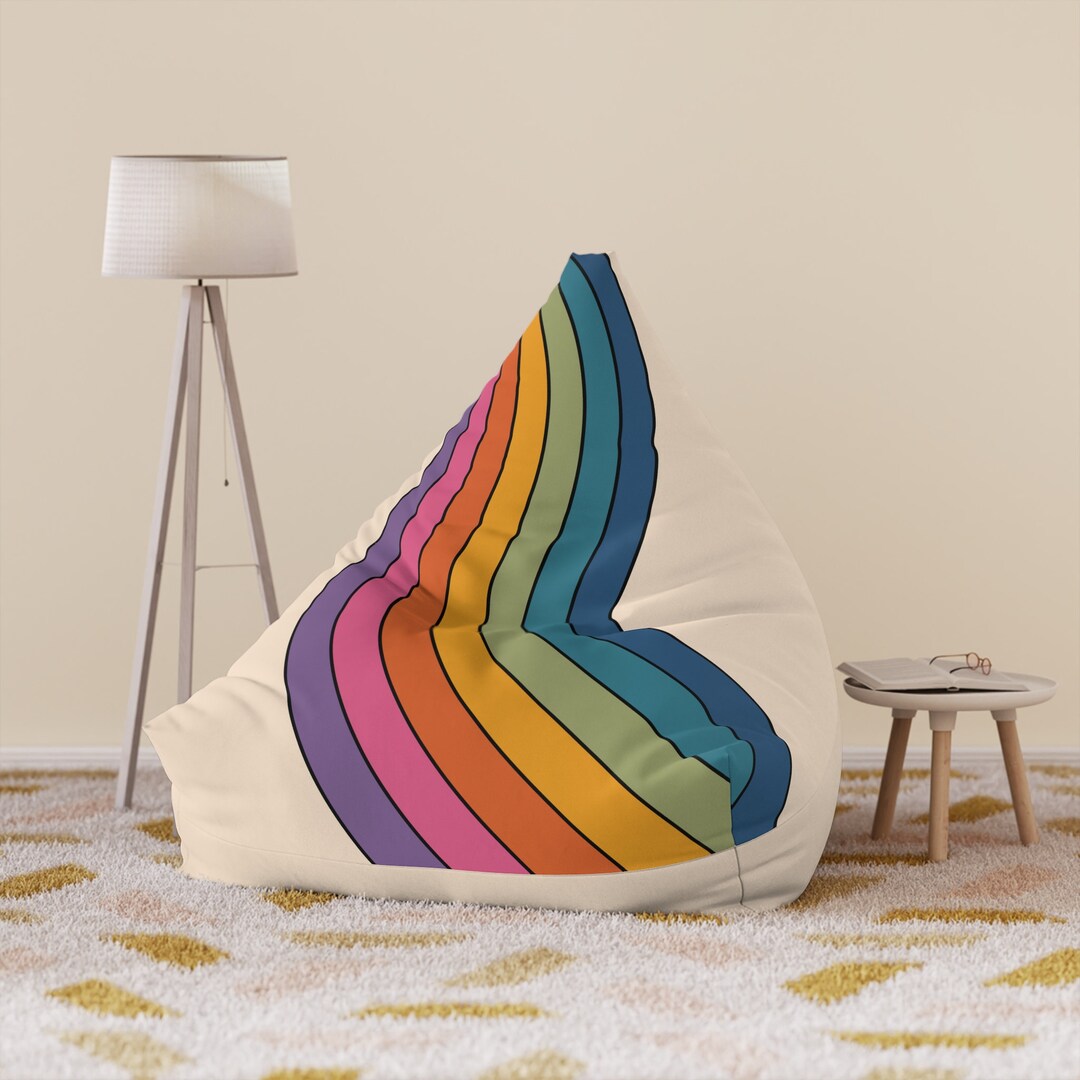 Bean Bag Chair Cover Retro Aesthetic Home Decor Seventies Rainbow Pride ...