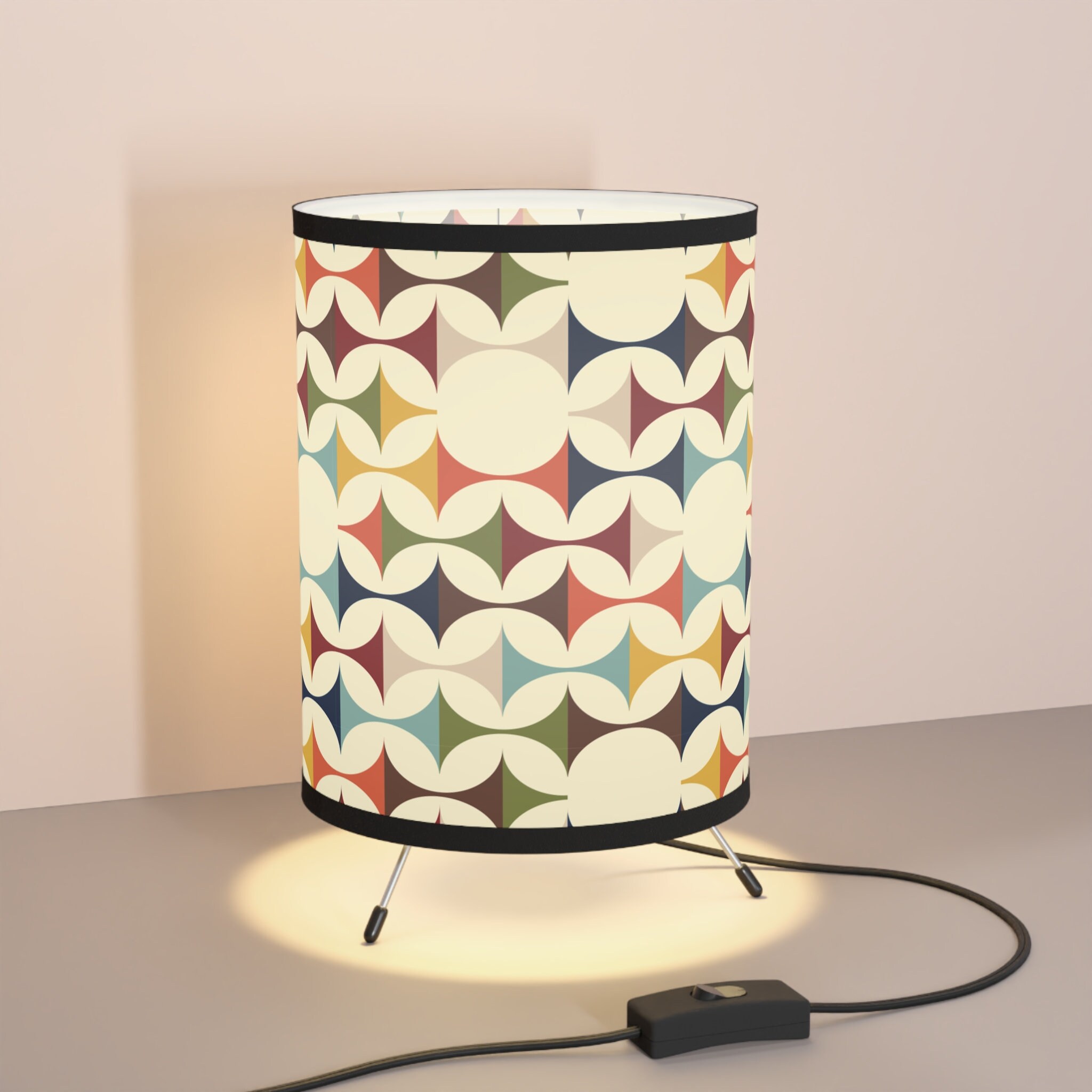 Mid-century Modern Lamp Colorful Design Retro Decor Geometric Pattern ...