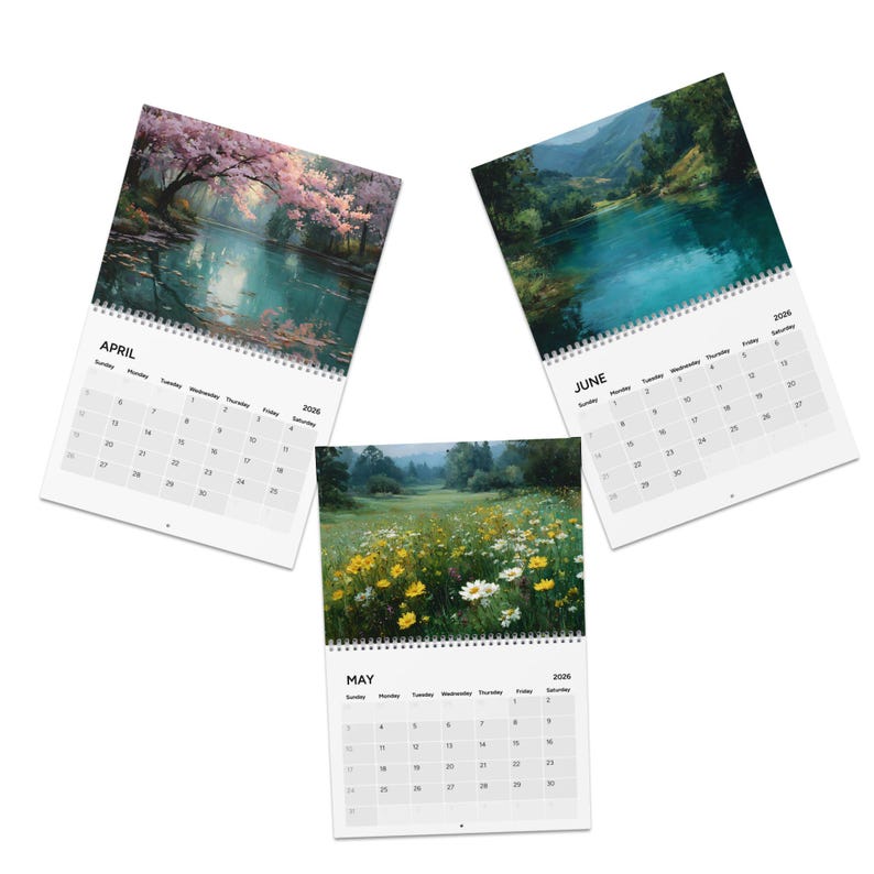 Nature Calendar 2026 Wall Calendar Seasonal Landscape Art Paintings - Etsy