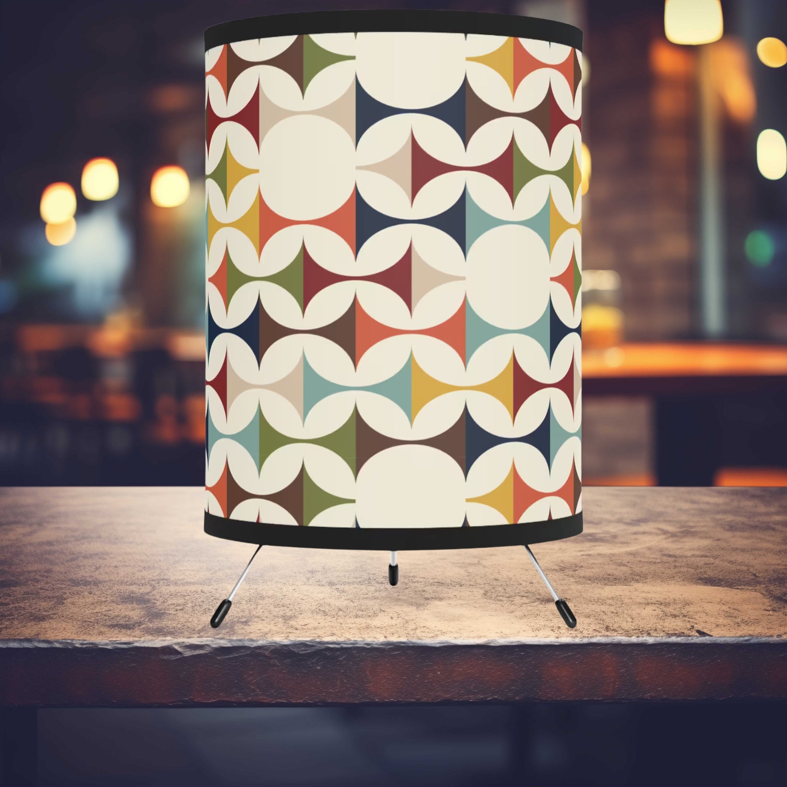 Mid-century Modern Lamp Colorful Design Retro Decor Geometric Pattern ...