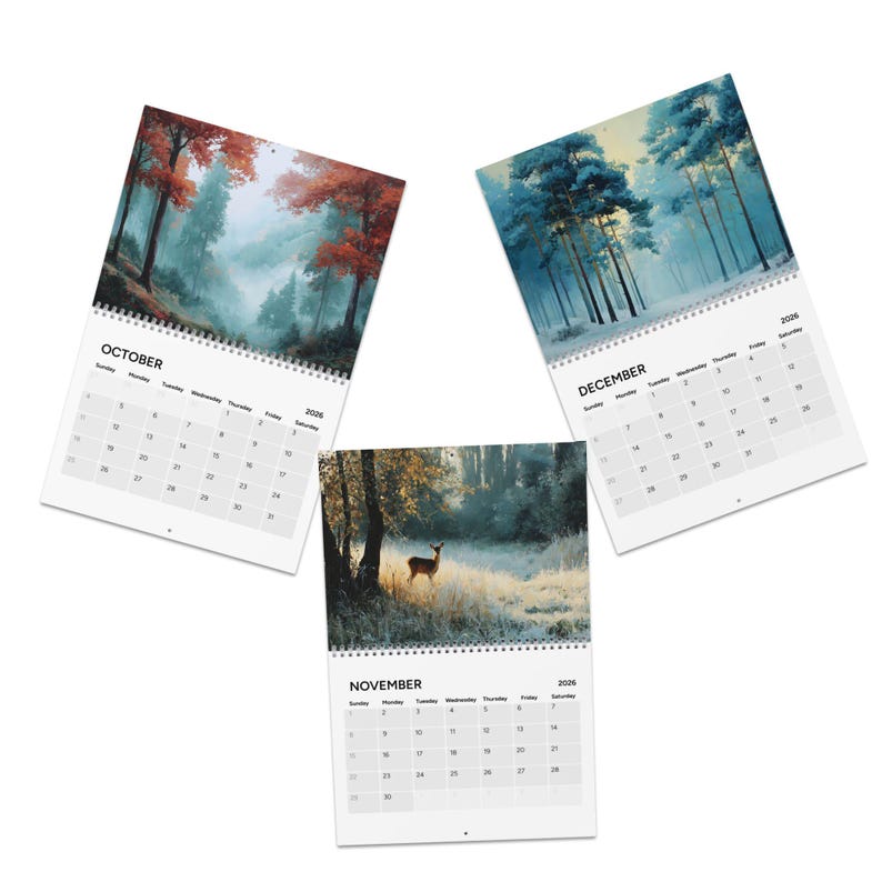 Nature Calendar 2026 Wall Calendar Seasonal Landscape Art Paintings - Etsy