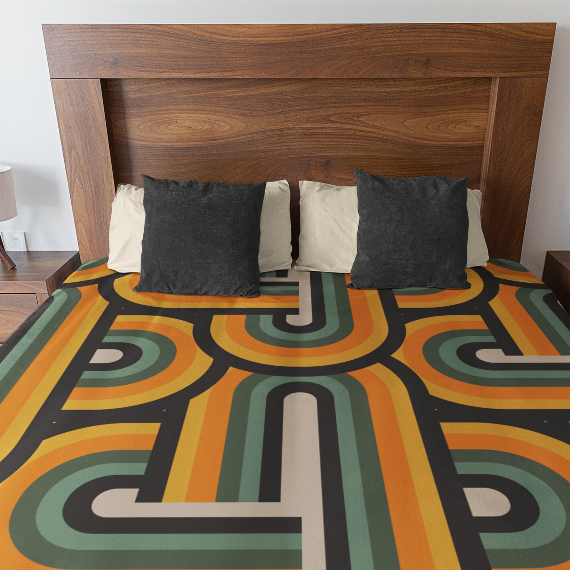 Retro Duvet Cover Mid Century Modern Bold MCM Geometric Design Bedding ...