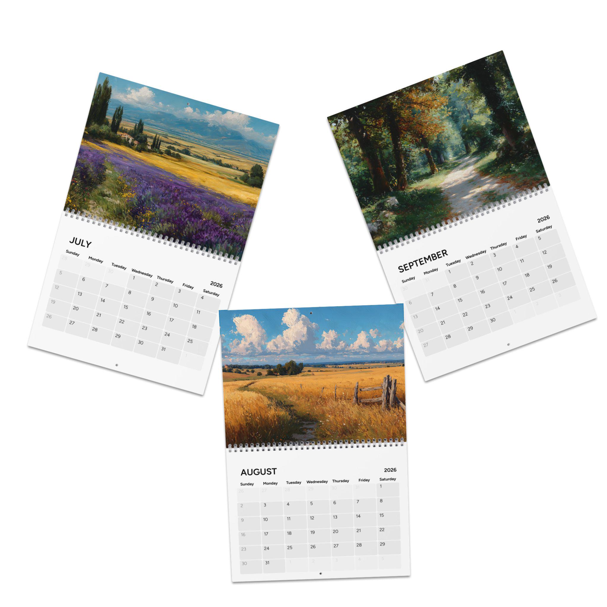 Nature Calendar 2026 Wall Calendar Seasonal Landscape Art Paintings - Etsy