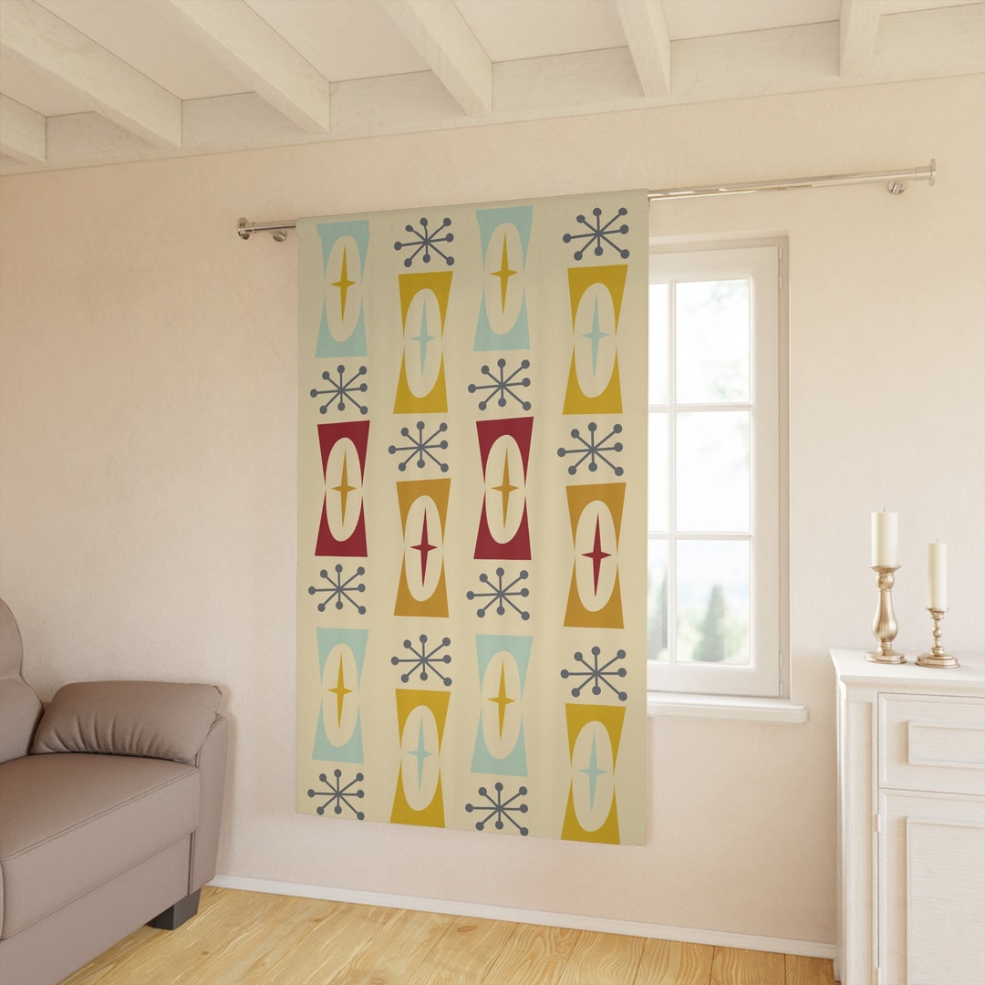 Mid Century Curtains Window Curtains MCM Atomic Pattern - Etsy