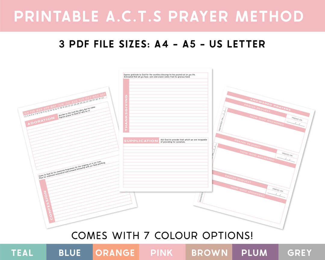 Prayer Journal Printable | ACTS Prayer Method | Women's Prayer Journal ...