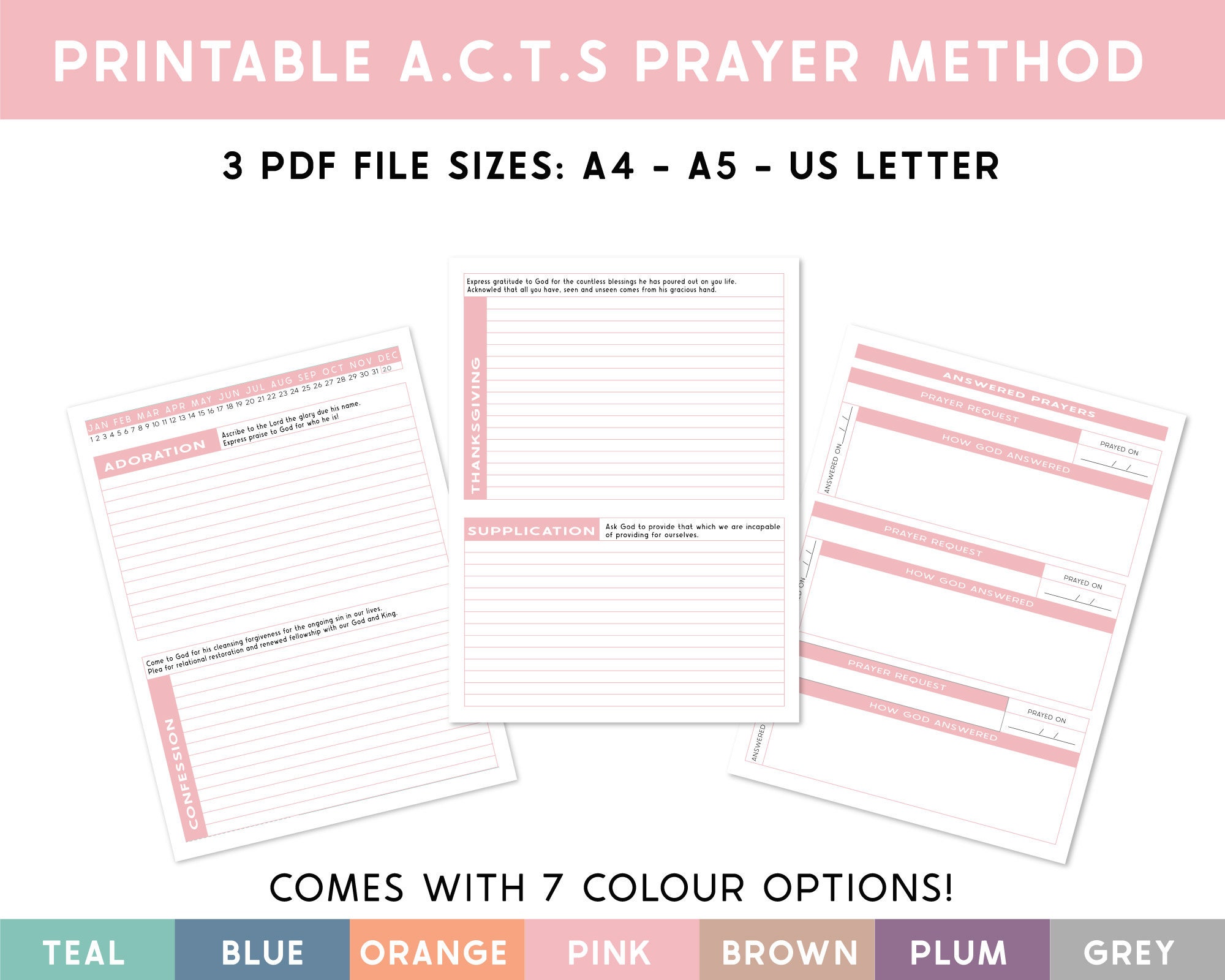 Prayer Journal Printable ACTS Prayer Method Women's - Etsy