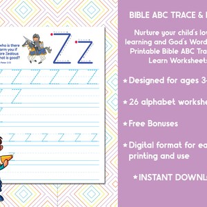 Bible ABC Trace and Learn Printables | Preschool Kindergarten ...