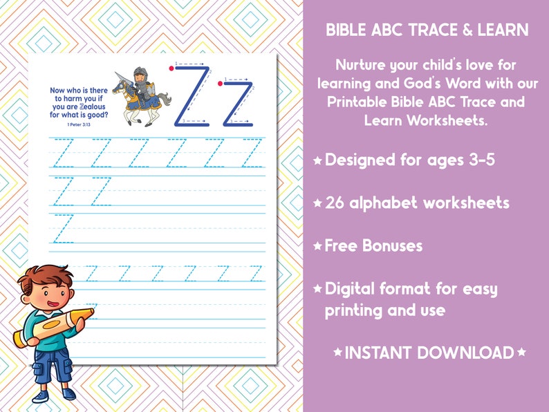 Bible ABC Trace and Learn Printables | Preschool Kindergarten ...