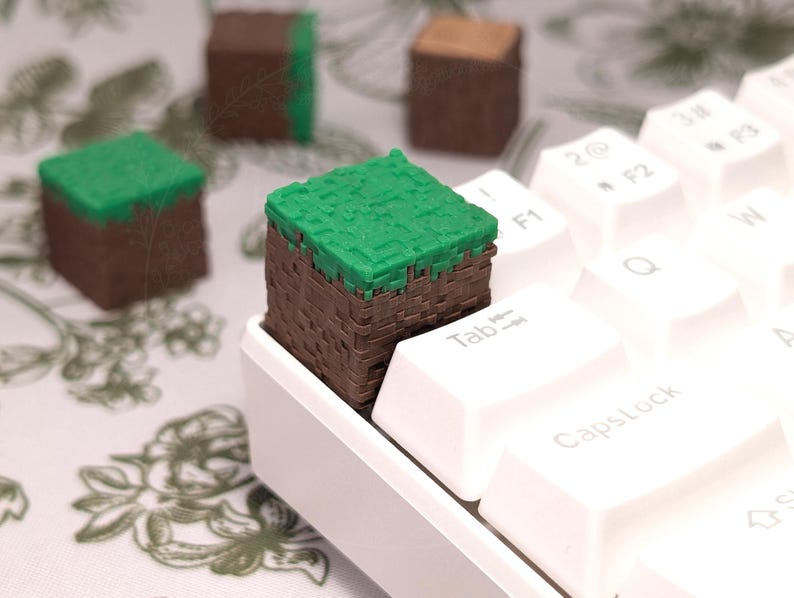 Pixel Grass Block Keycap: Voxel Artisan Keyboard Accent - Etsy