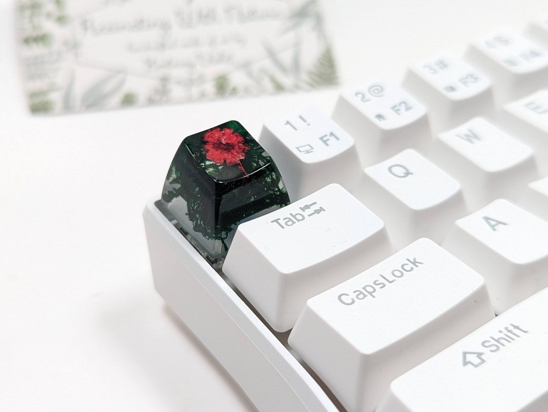 Moss/flower Artisan Keycap, Real Moss and Floral Resin Keycap, Red ...