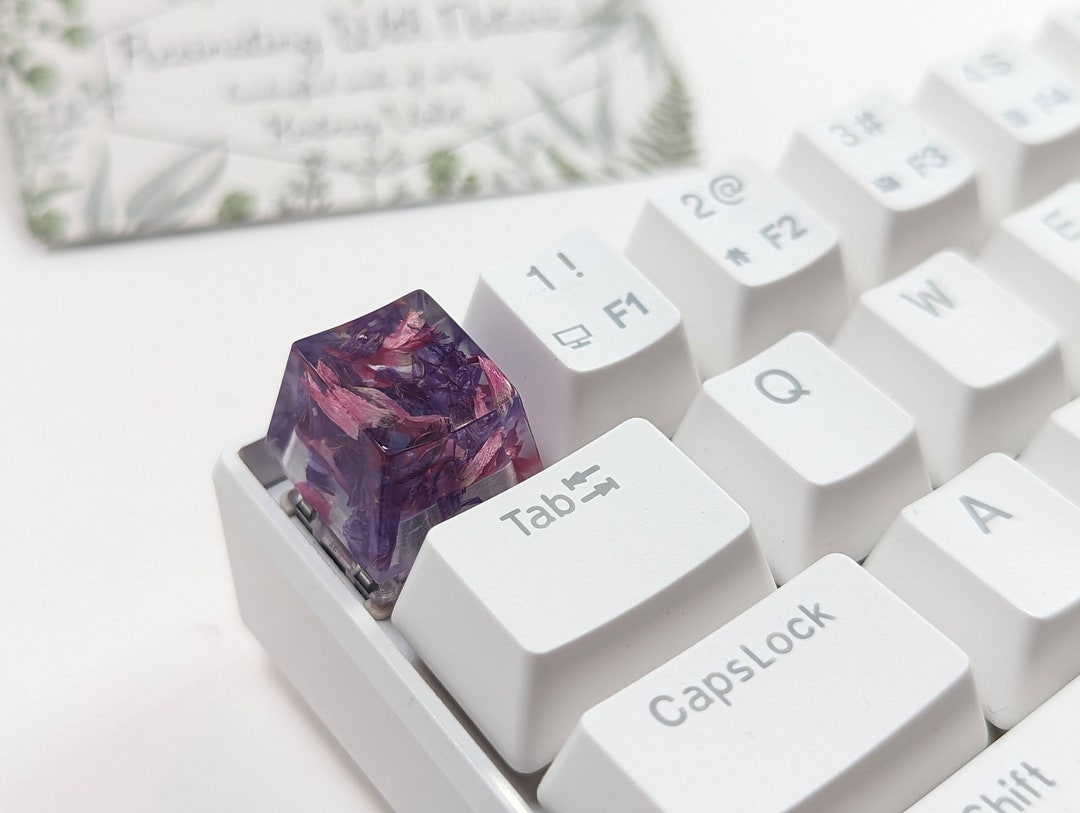 Flower SA Artisan Keycap, Real Floral Resin Keycap, Purple and Pink ...