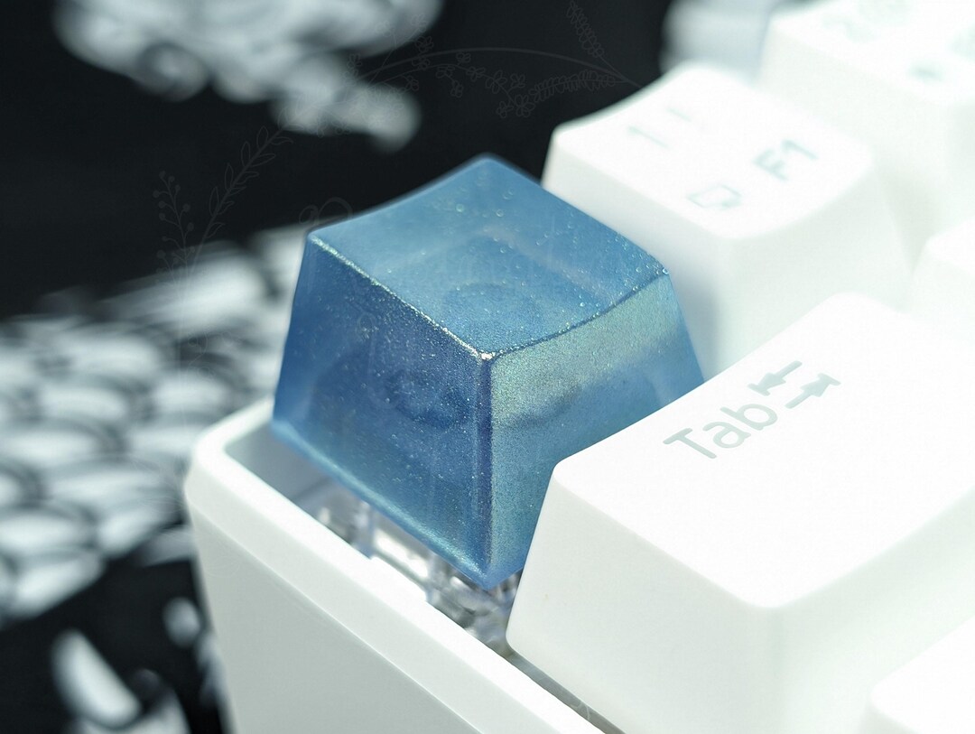Blue/green Iridescent Artisan Keycap, Glitter Resin Keycap, Sparkly ...