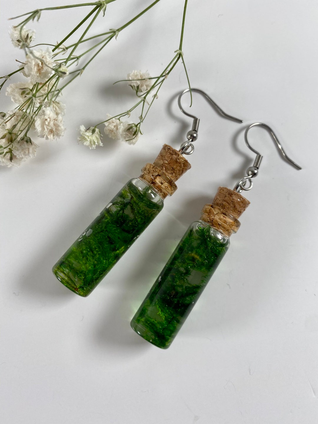 Moss Jar Dangle Earrings, Real Moss Earrings, Nature Earrings ...