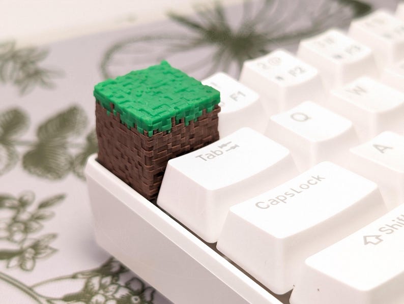 Pixel Grass Block Keycap: Voxel Artisan Keyboard Accent - Etsy